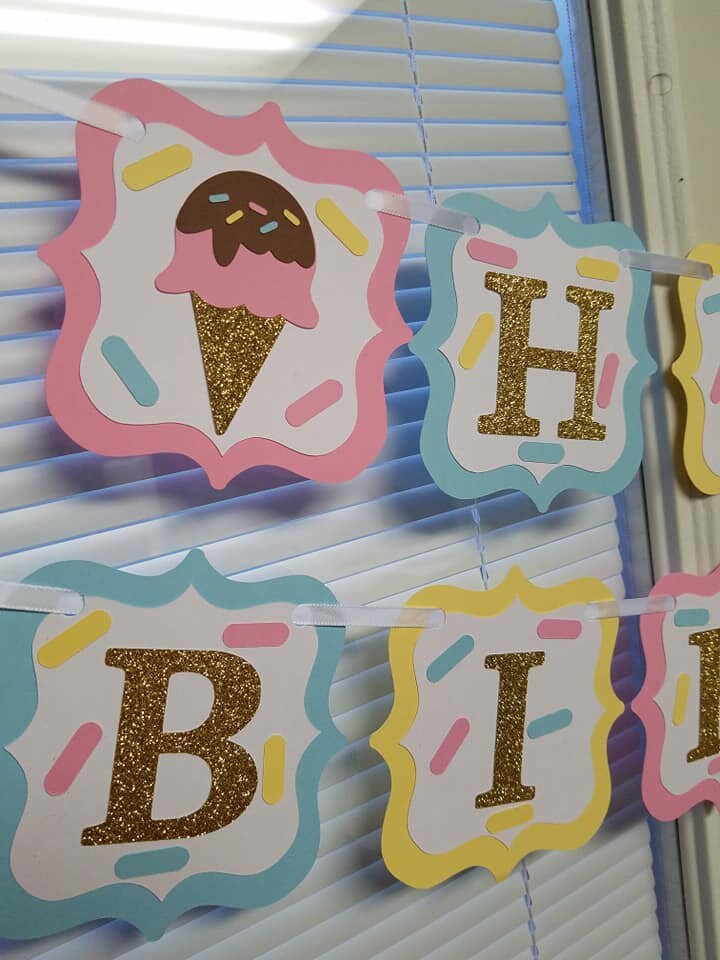 Ice Cream Birthday Banner Ice Cream Decorations Ice Cream - Etsy
