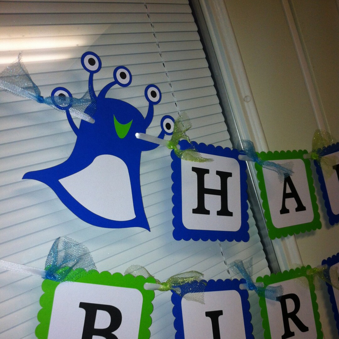 Monster Happy Birthday Banner, Monster Party, Monster Decorations ...