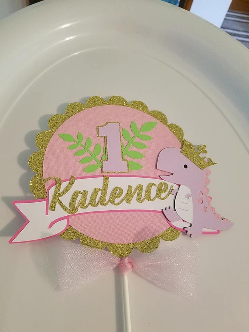 Dinosaur Cake Topper, Dinosaur Princess Banner, Girl Dinosaur Birthday ...
