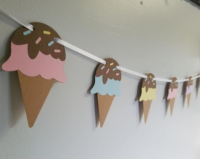 Ice Cream Cone Banner. Ice Cream Cone Garland, Ice Cream Banner, Ice ...