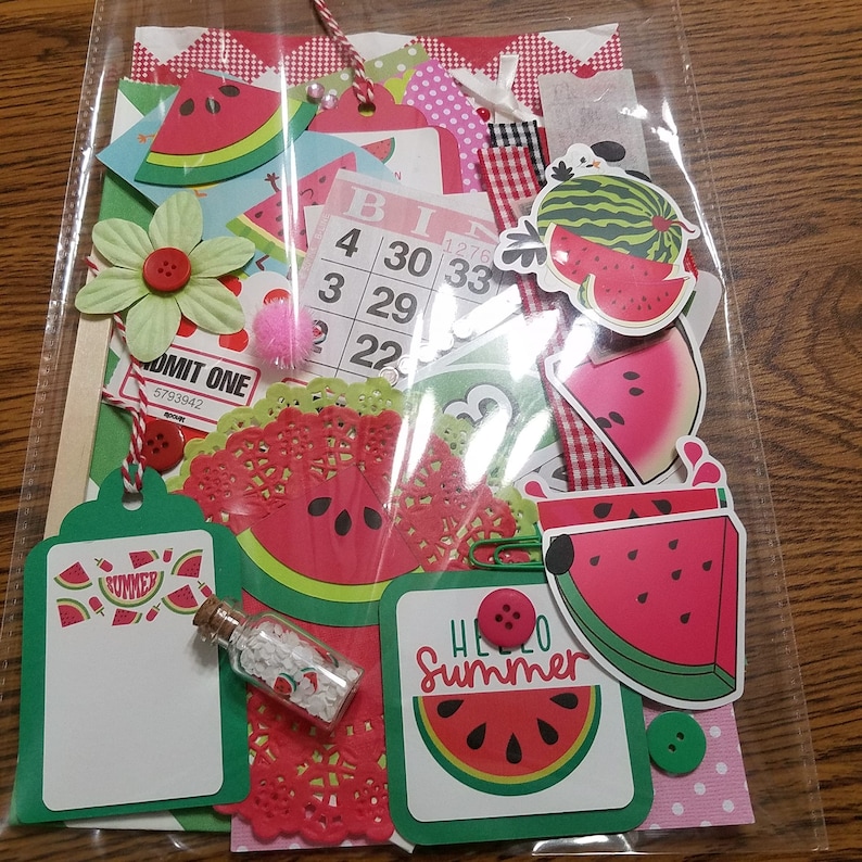 Summer Watermelon Junk Journal Mystery Kit, Scrapbook Embellishments - Etsy