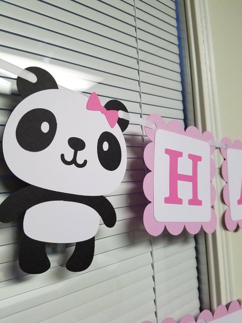 Panda bear birthday bannerpanda banner panda bear party | Etsy