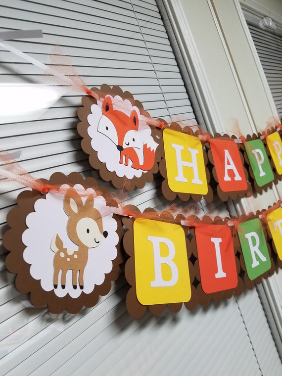 Woodland Birthday Banner Fox Birthday Banner Skunk Banner - Etsy