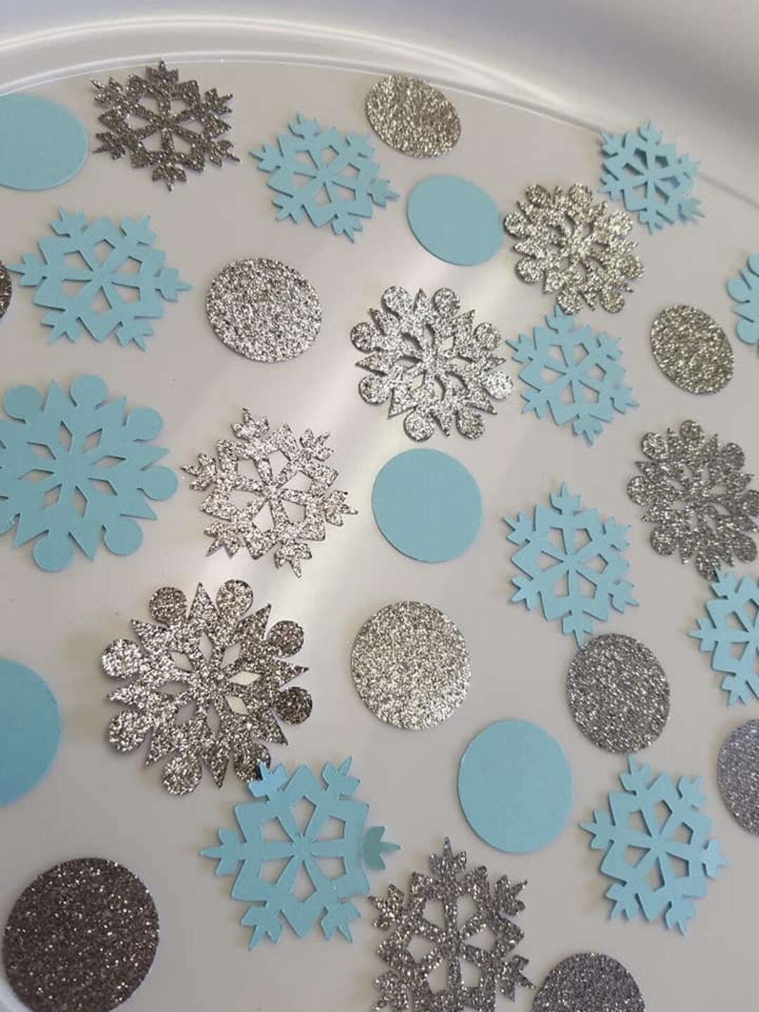 Snowflake Confetti, 1st Birthday Decorations Silver and Blue Party ...