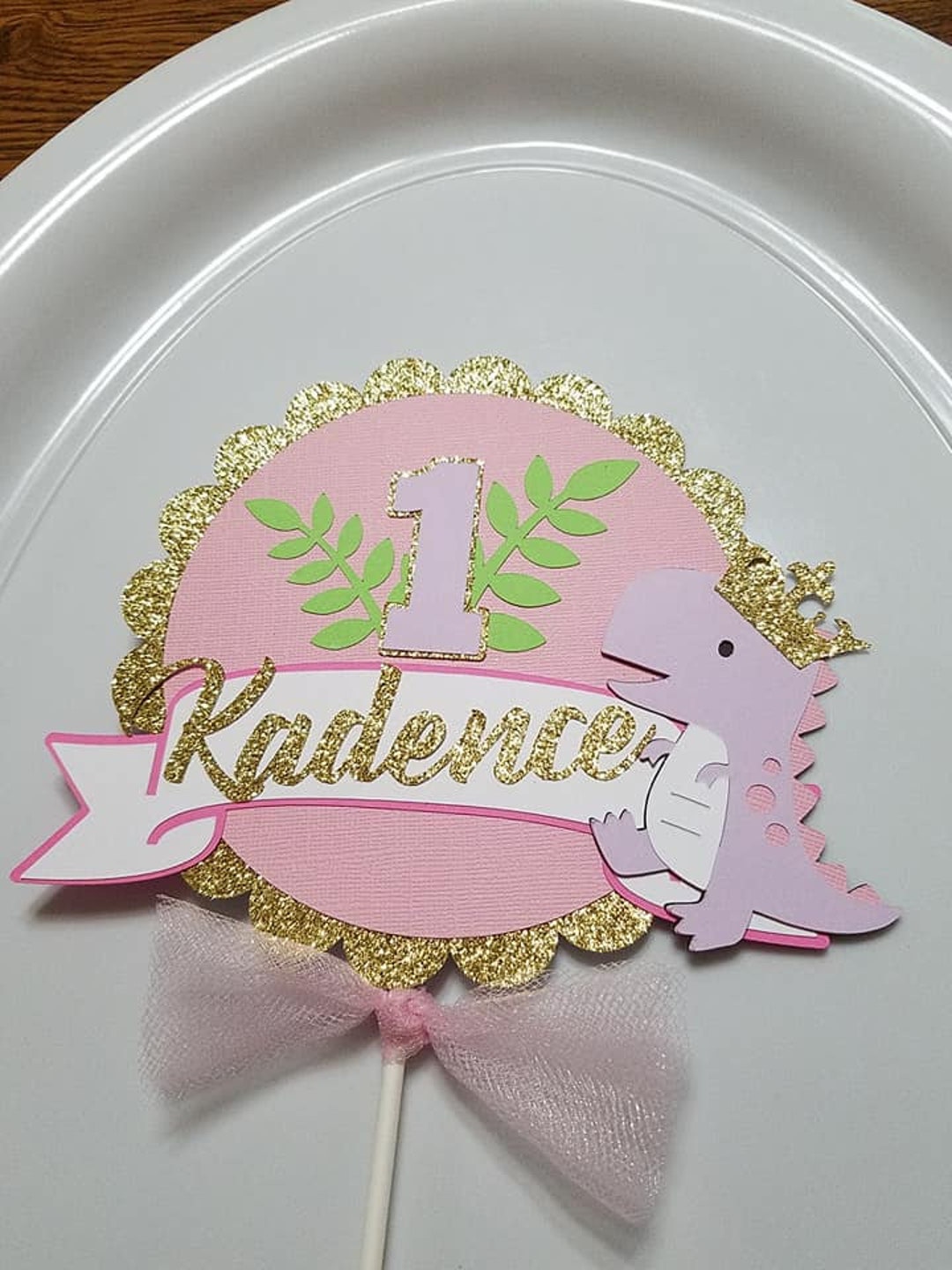 Dinosaur Cake Topper, Dinosaur Princess Banner, Girl Dinosaur Birthday ...