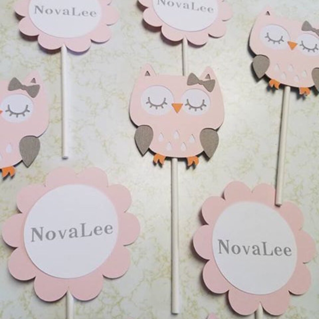 Owl Cupcake Toppers, Owl Baby Shower Centerpiece Sticks, Owl Baby ...