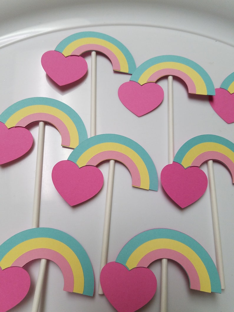 Rainbow cupcake toppers sunshine cupcake topeprs sunshine | Etsy