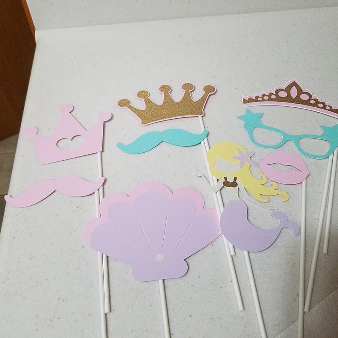 Mermaid Photo Props, Mermaid Party Games, Mermaid Prop Sticks, Mermaid ...