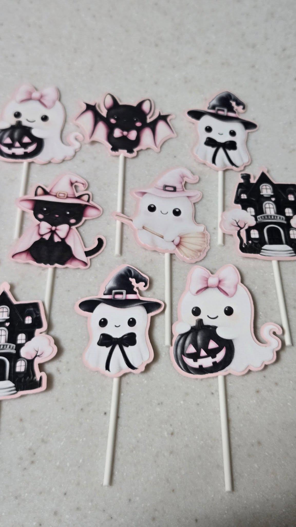 Pink Halloween Cupcake Toppers, Spooky Cute Ghost Party Decor - Etsy