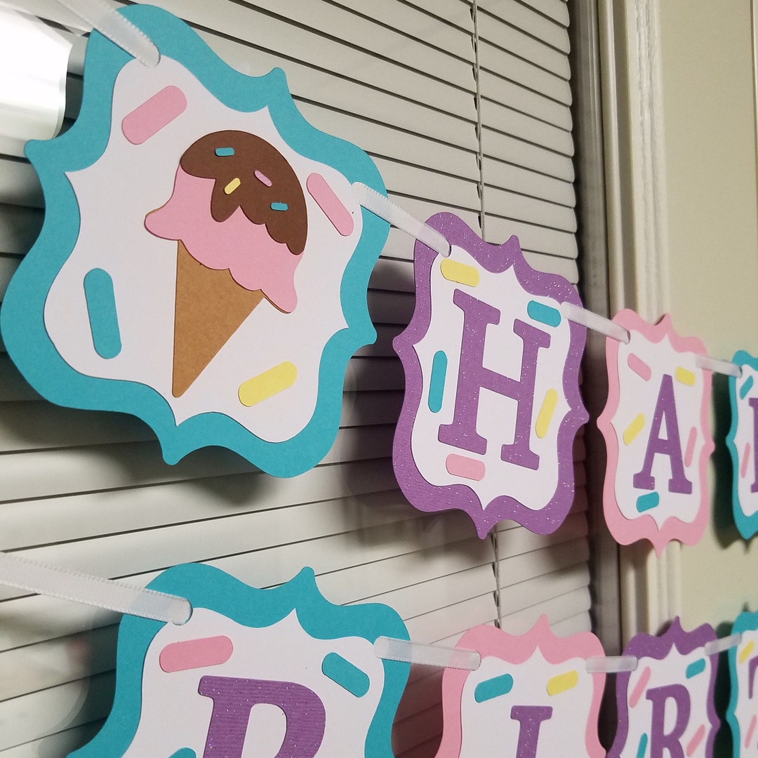 Ice Cream Birthday Banner Ice Cream Decorations Ice Cream - Etsy