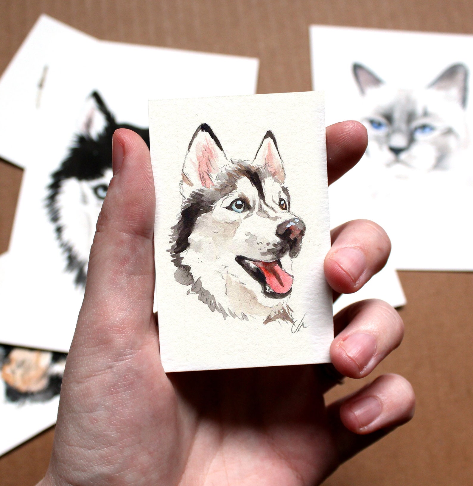 MINI Pet Portraits Simple Custom Pet Portrait. Animal Watercolor ...