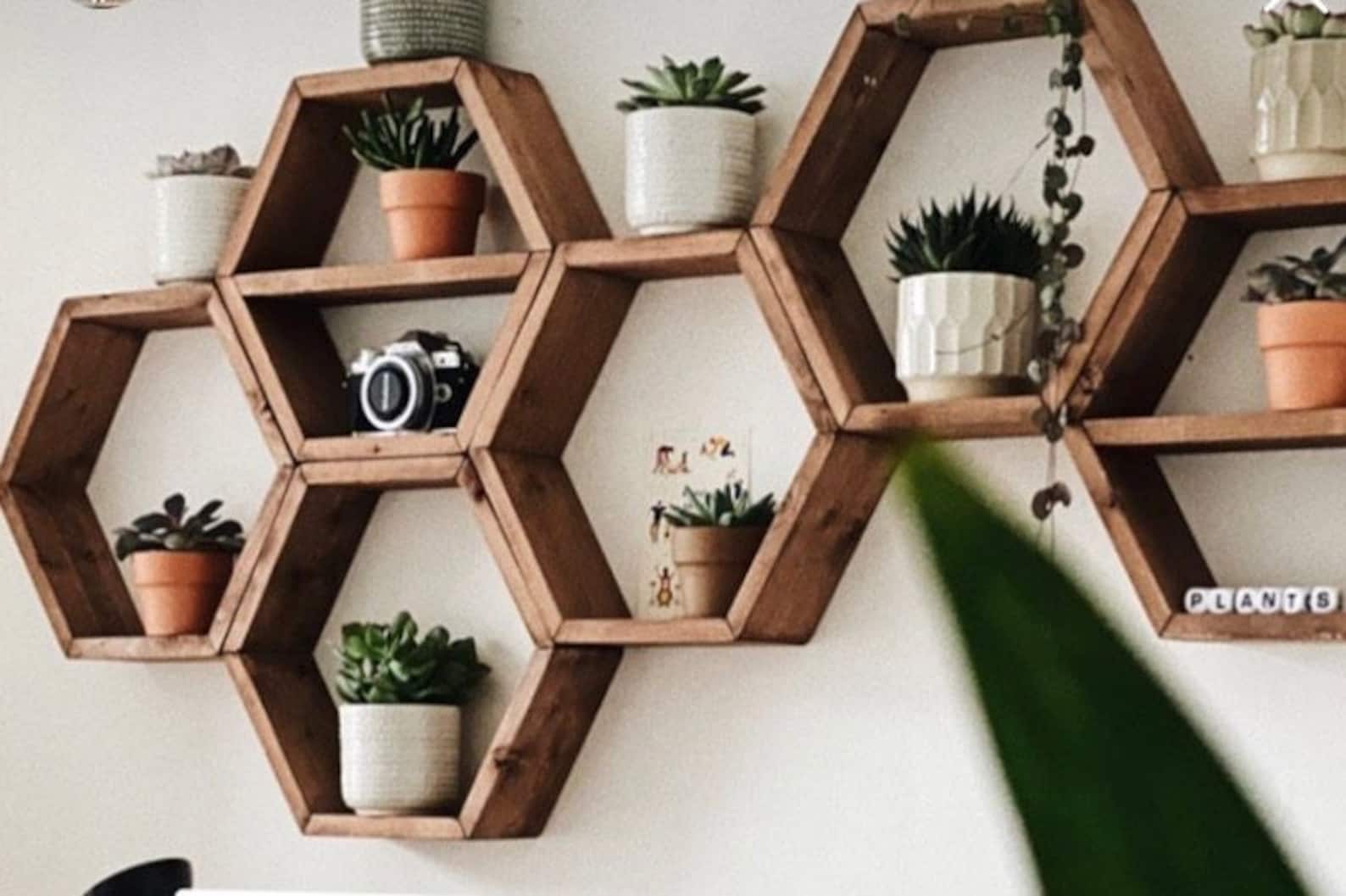 Set of 6 Hexagon Shelves Hexagon Shelf Geometric Shelf - Etsy