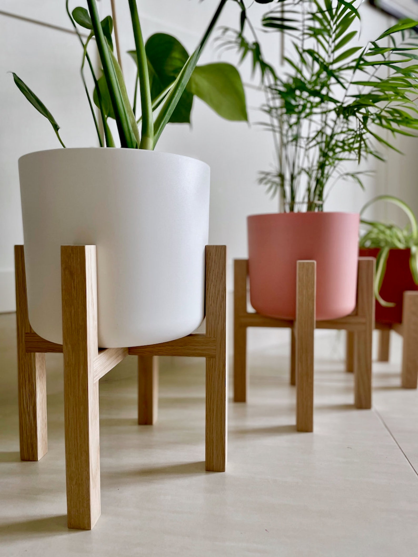 Mid Century Plant Stand Solid Oak Plant Stand Wood Plant - Etsy