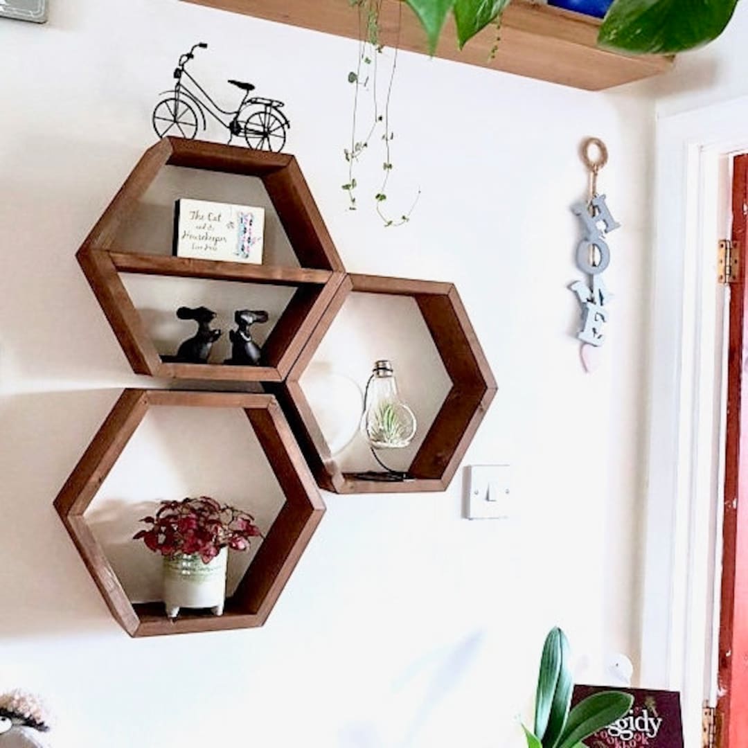 Set of 3 Hexagon Shelves Hexagon Shelf Geometric Shelf - Etsy