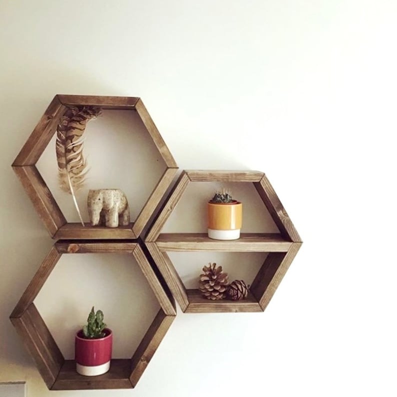 Set of 3 Hexagon Shelves Hexagon Shelf Geometric Shelf - Etsy UK