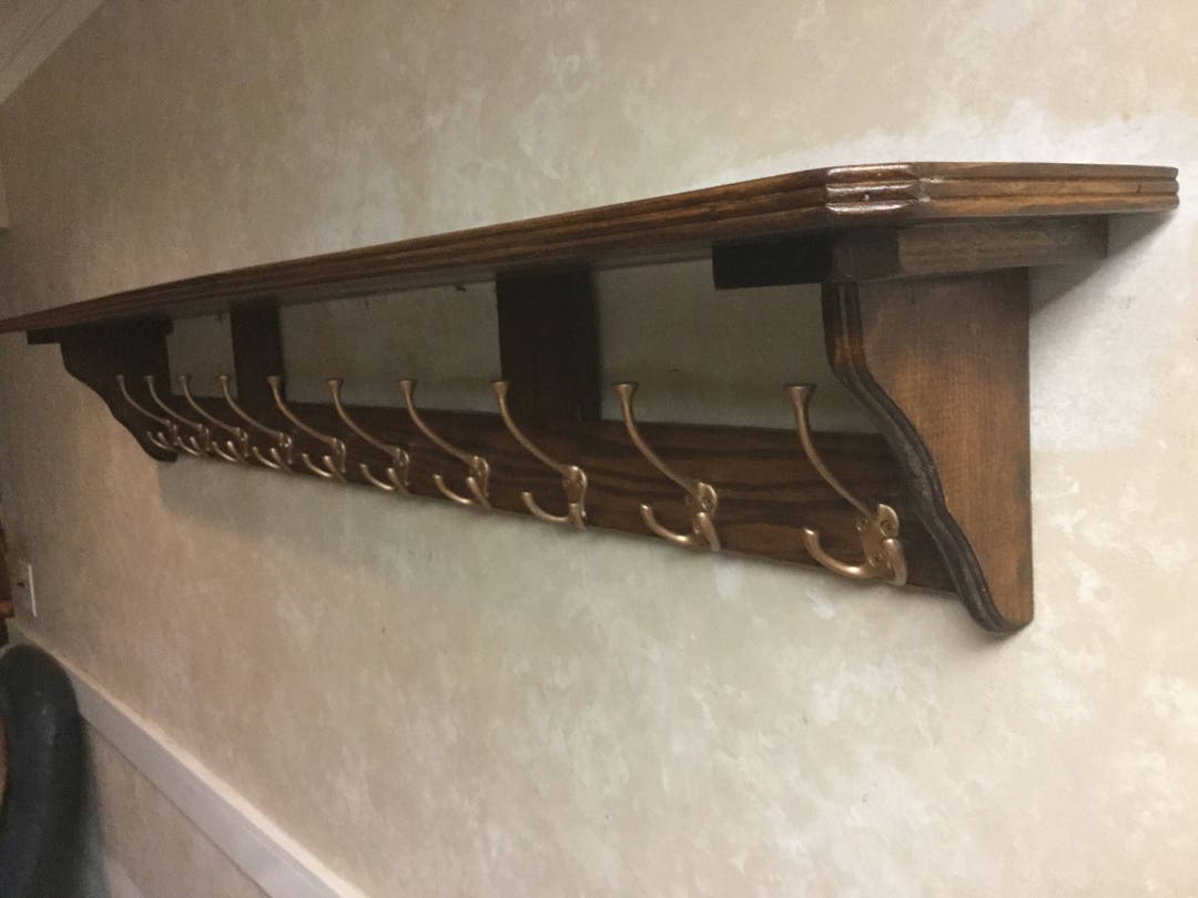 Handmade Oak Hat an Coat Rack With Venetian Bronze Tri -flared Hooks ...