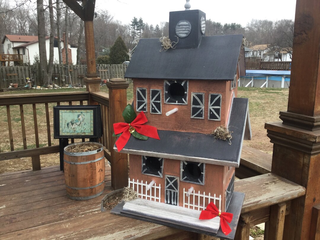 Handmade Wooden 3 Family Country Style Birdhouse Well Made Nicely ...