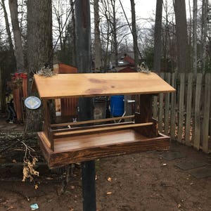 Handmade Wooden Extra Large Mount Fly Thru Bird Feeder With Two Side ...