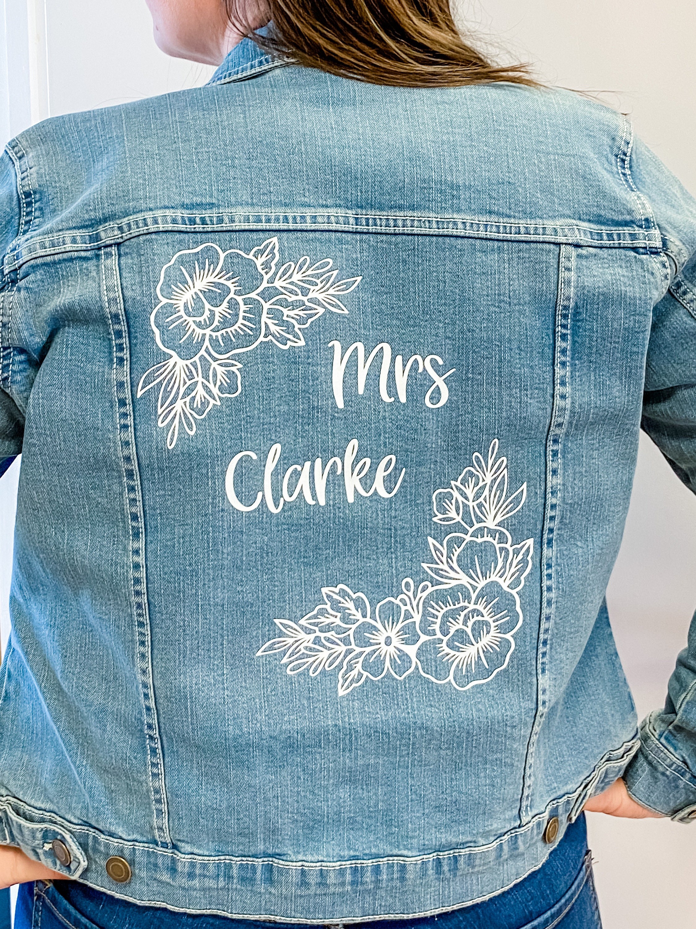Personalised Floral Bride Denim Jacket Mrs Bridal Party Denim | Etsy