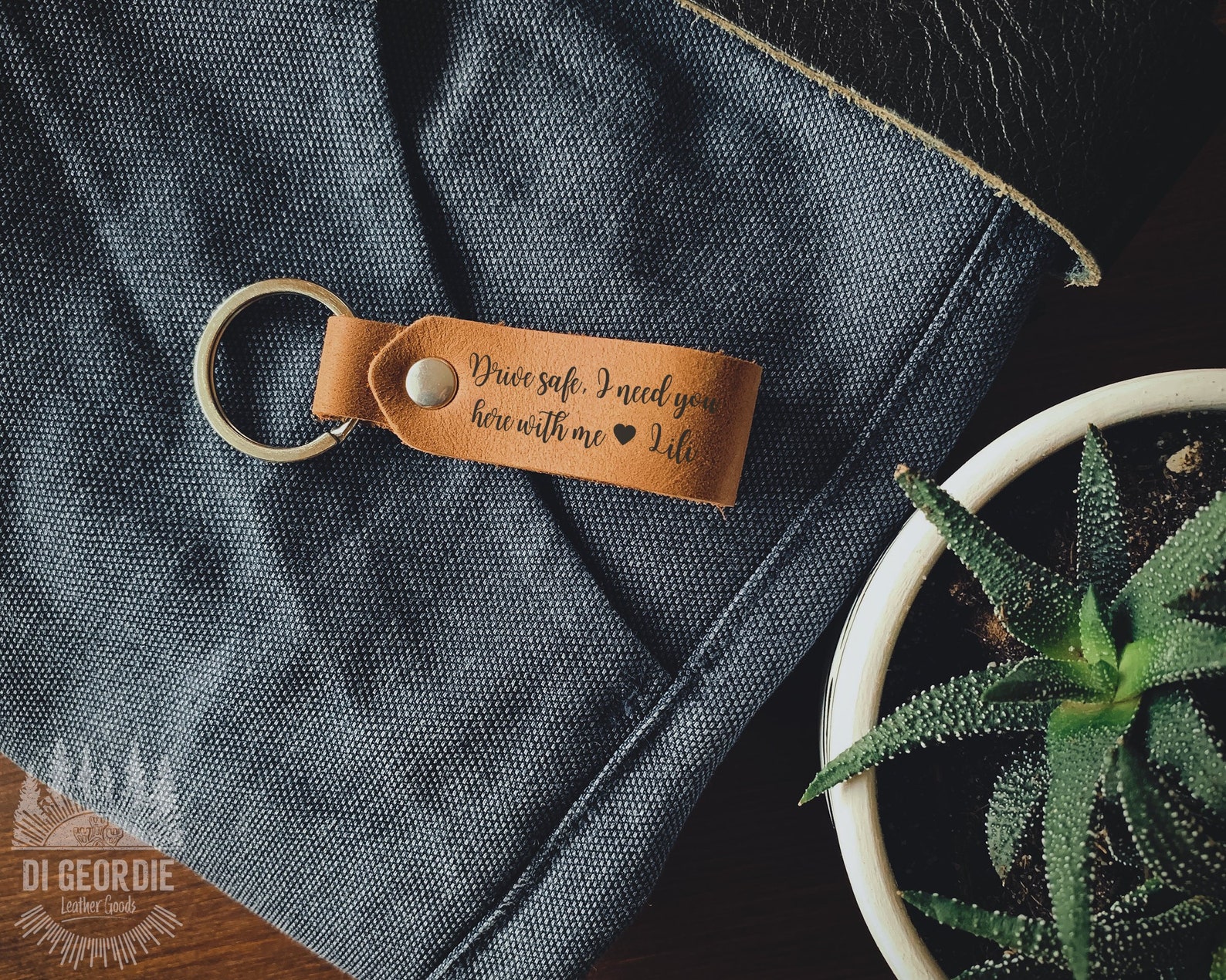 Drive Safe Keychain Custom Leather Keychain Personalized | Etsy