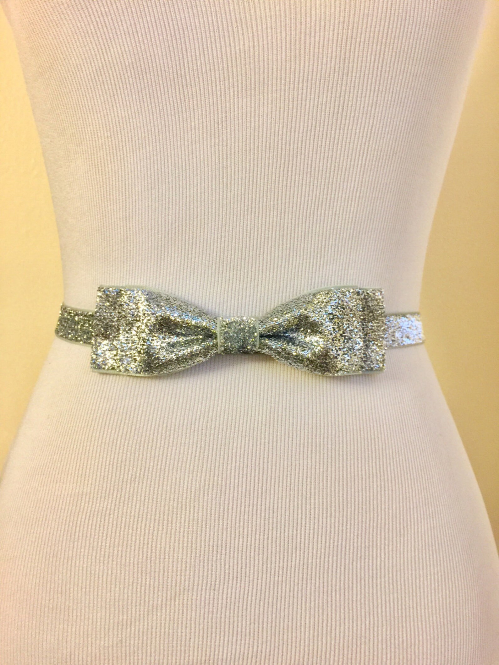 Sparkly Silver Belt With Bow - Etsy