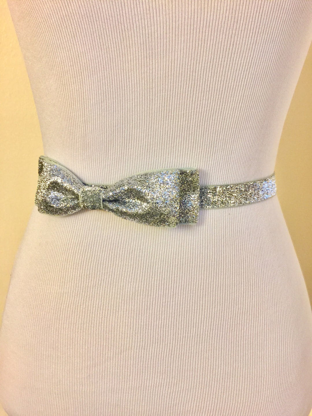 Sparkly Silver Belt With Bow - Etsy