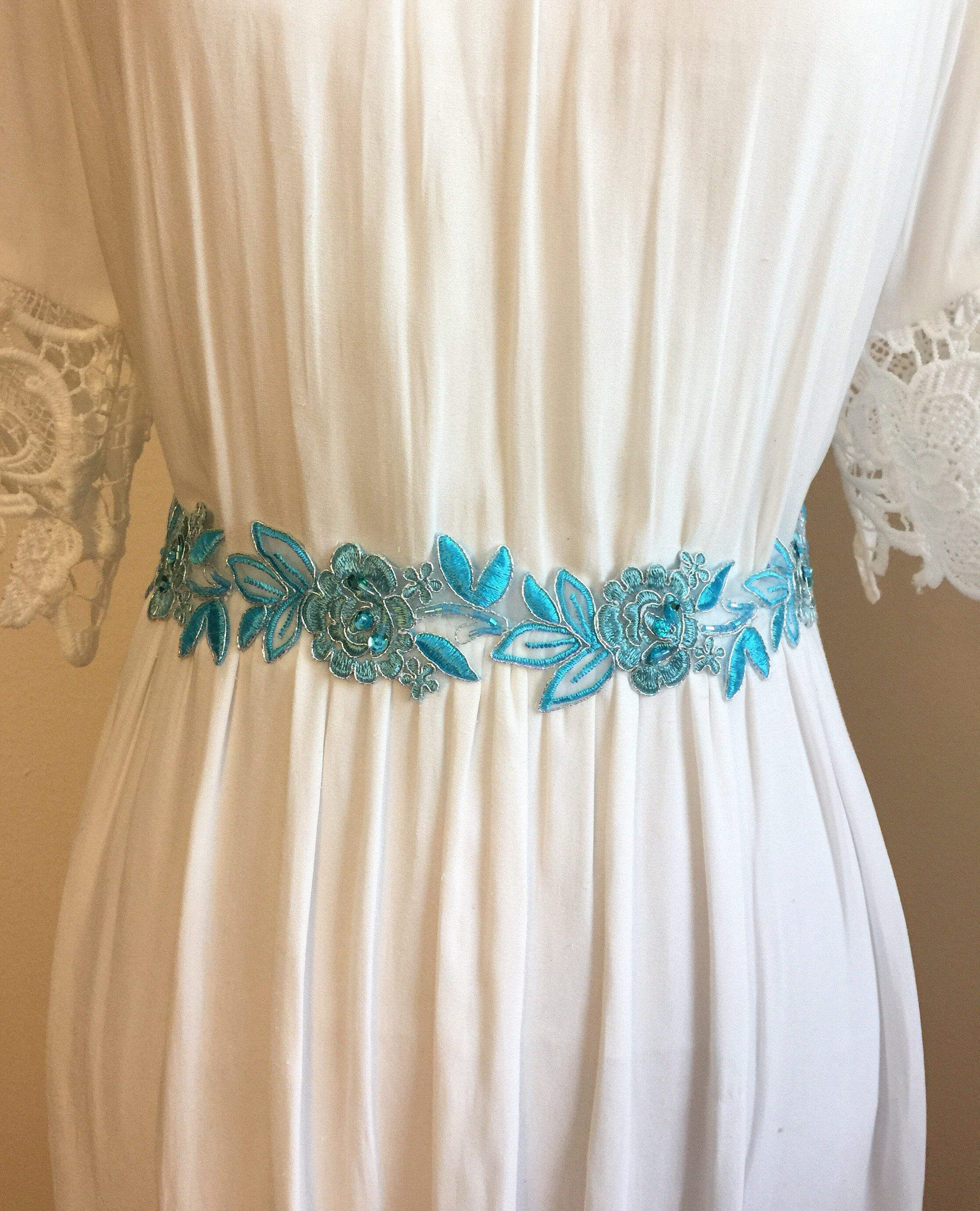 Turquoise Lace Rose Bridal Sash - Etsy