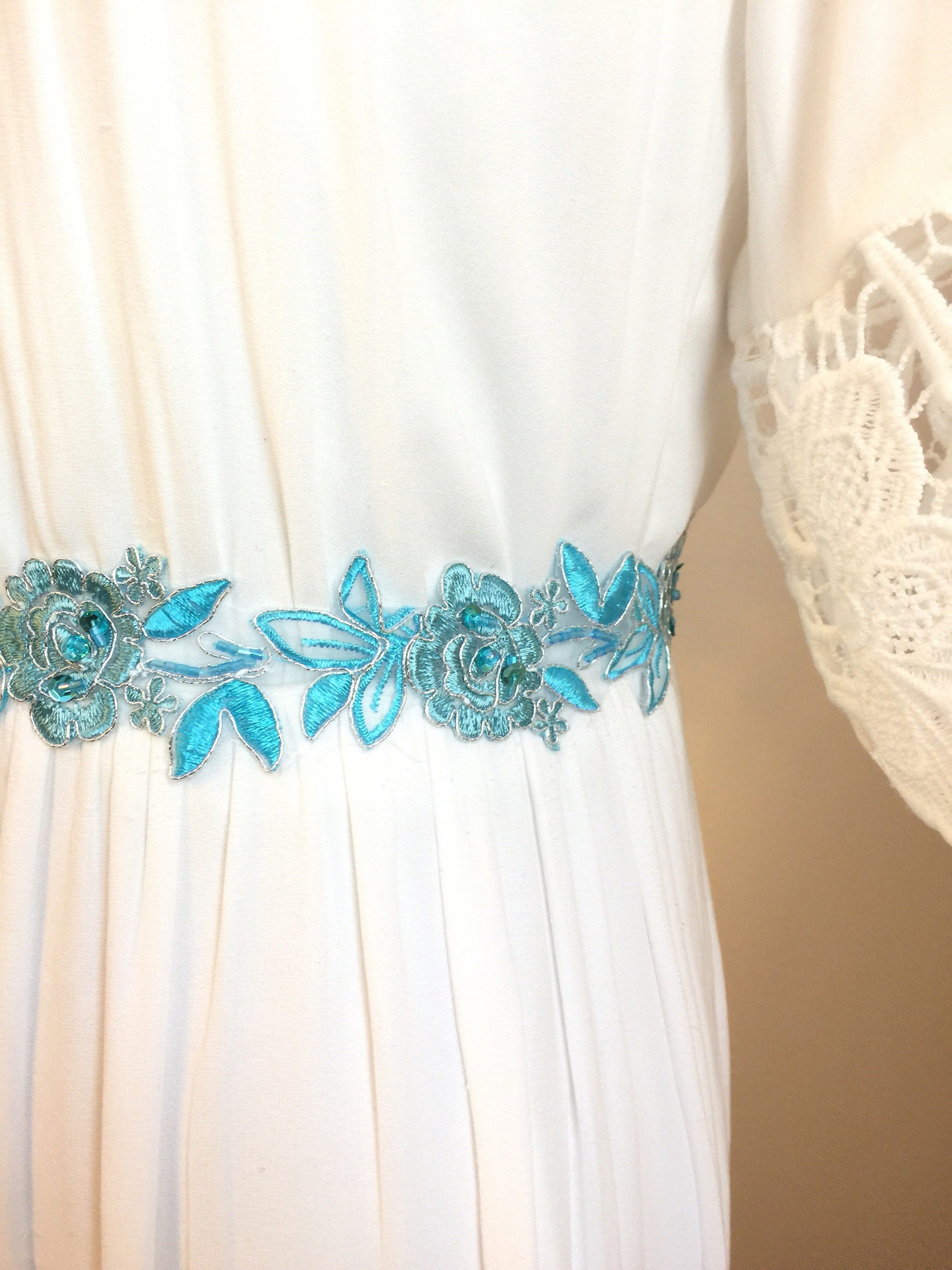 Turquoise Lace Rose Bridal Sash - Etsy