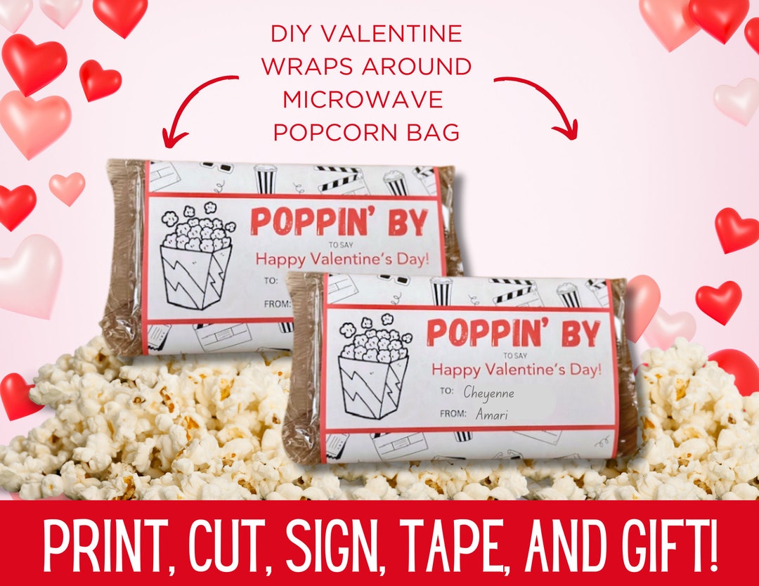 DIY Popcorn Valentine, Popcorn Wrapper, Class Valentine, Boy Valentines ...