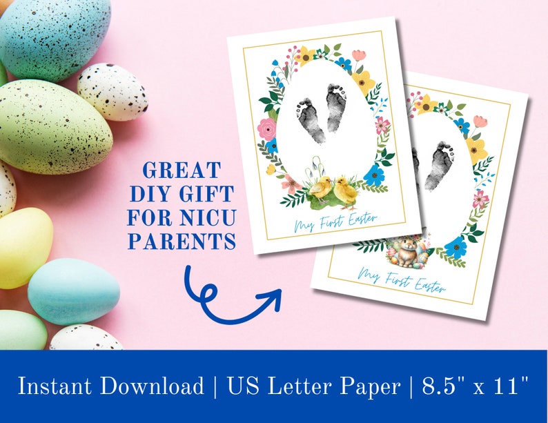 Easter Footprint Craft for NICU Parents, Baby's First Easter Keepsake ...