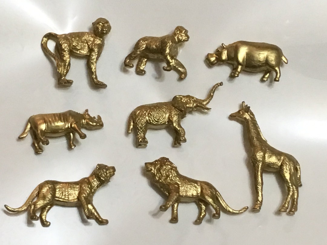 Gold Wild Animals Mini Set of 8 Jungle Party Favors Cake Cupcake ...
