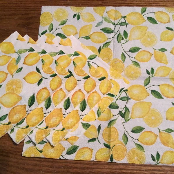 Lemon Paper Napkins - Etsy