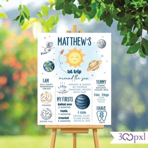 Outer Space Birthday Milestone Poster First Trip Around the - Etsy