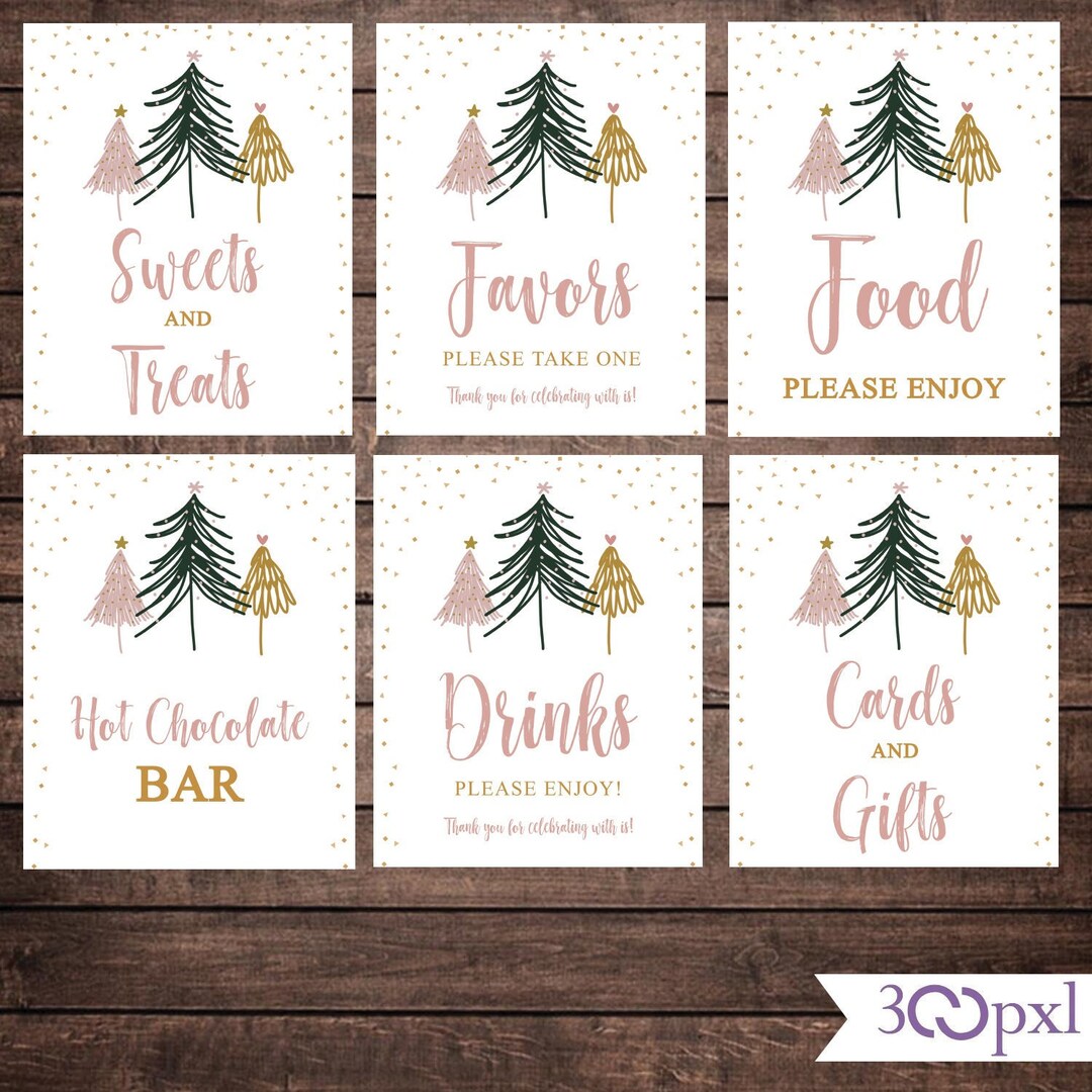 Printable Girl Winter Birthday Table Signs Modern Christmas - Etsy