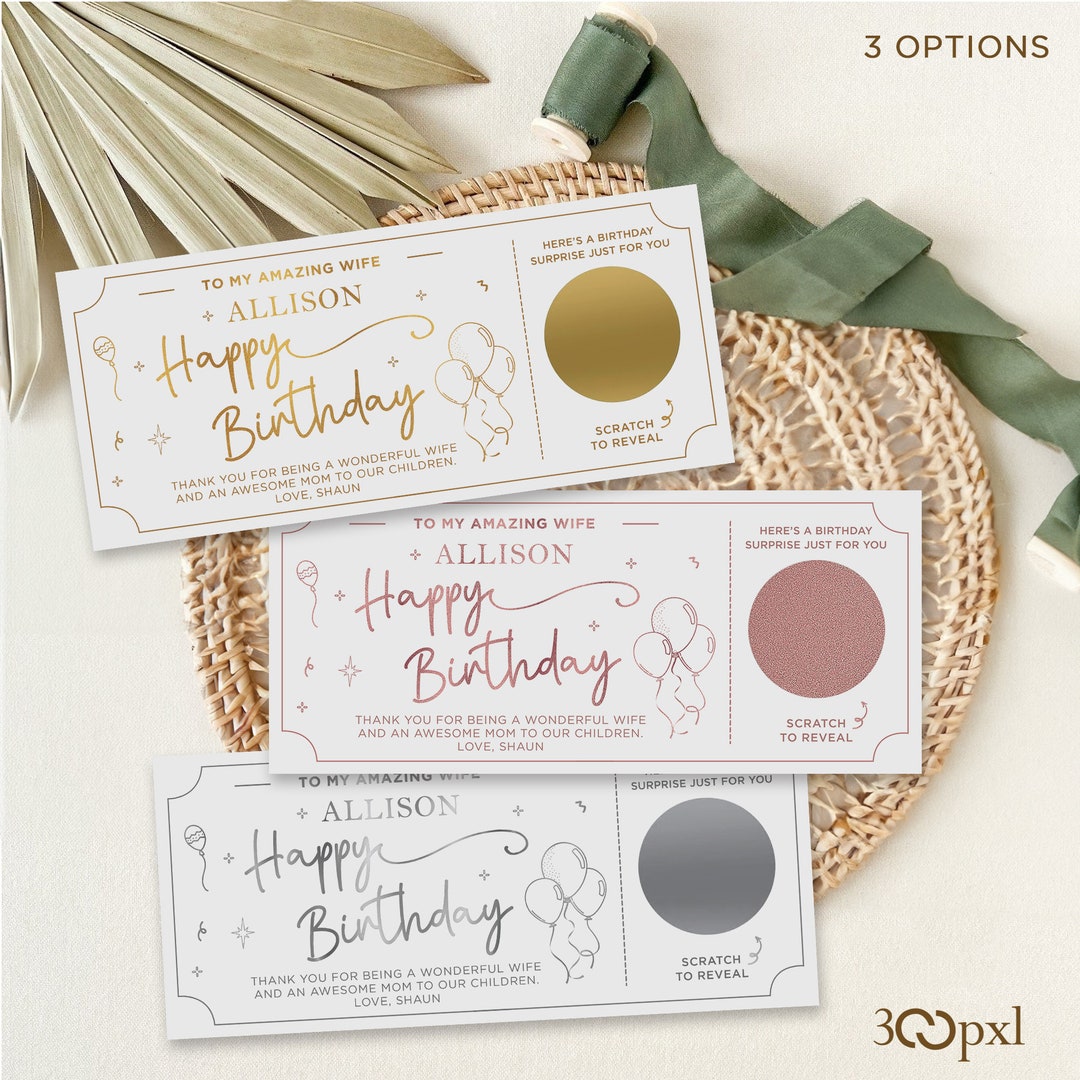 Personalised Birthday Scratch Gift Voucher Wife Personalised Gift ...