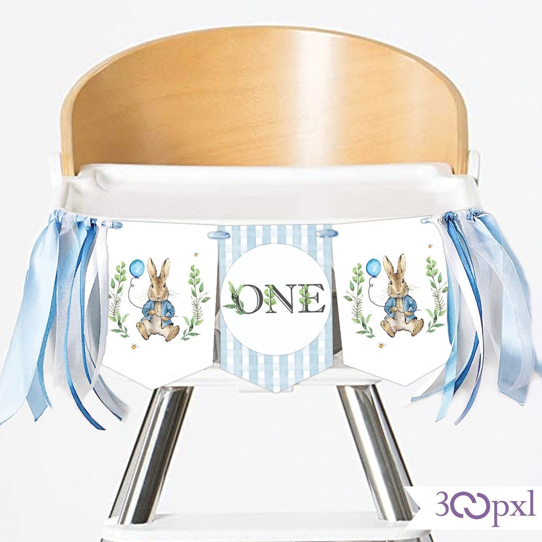 Peter Rabbit Birthday High Chair Banner Boy First Birthday Our Little ...