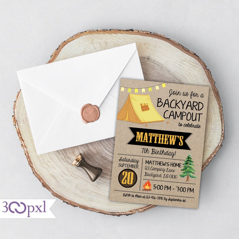 Editable Camping Birthday Invitation Camp Out Birthday Party - Etsy