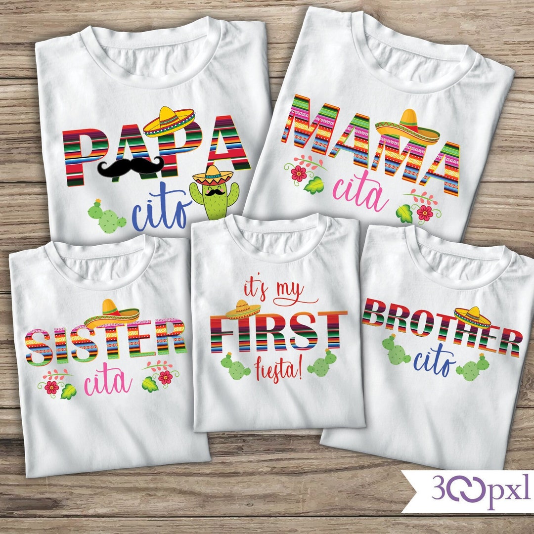 Fiesta Birthday T-shirts Family Shirts Girl Boy Papa Cito Mama Cita Uno ...