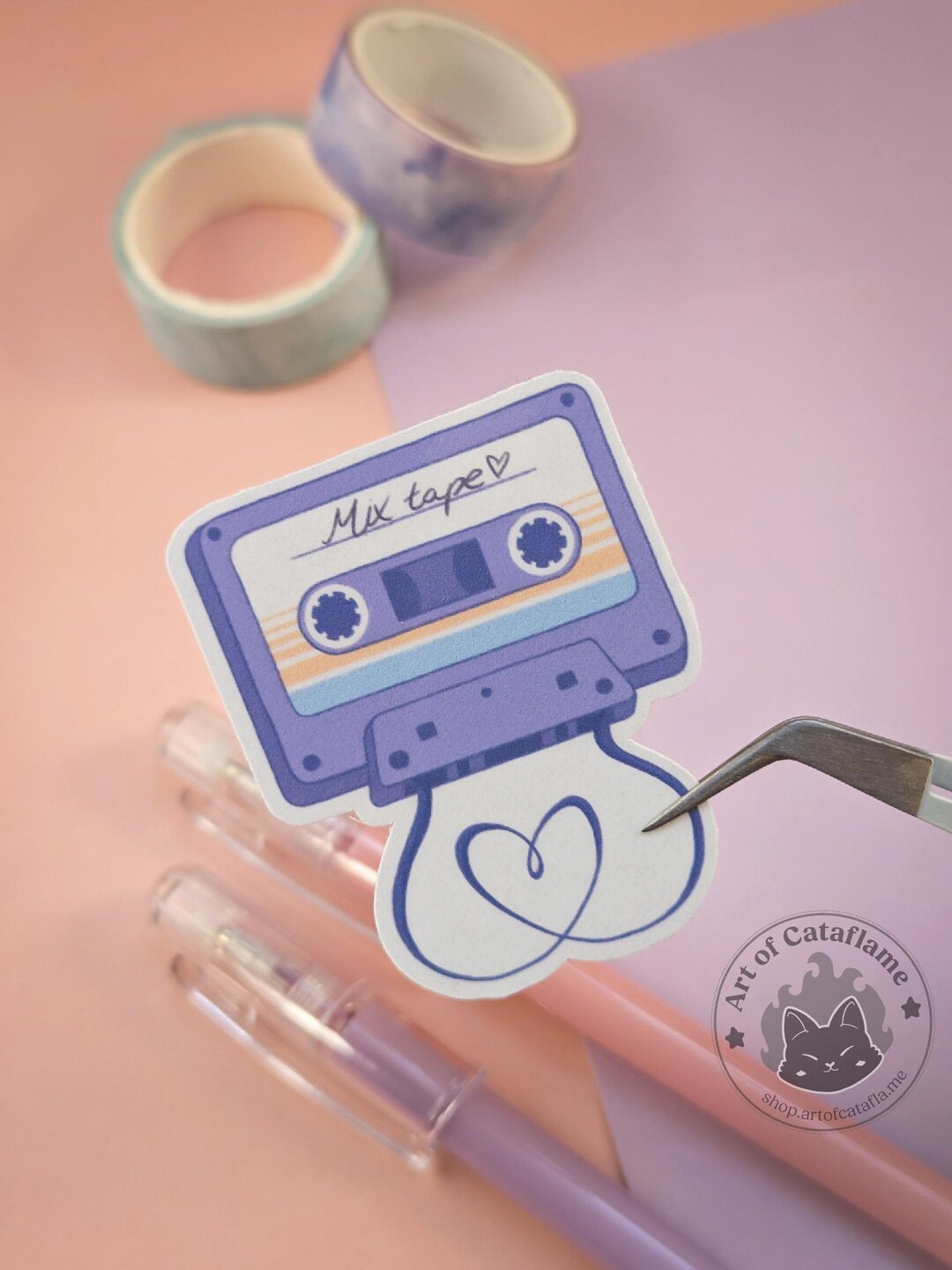 Mix Tape Cassette Sticker Cute Retro Die Cut Vinyl Sticker 80s Music ...