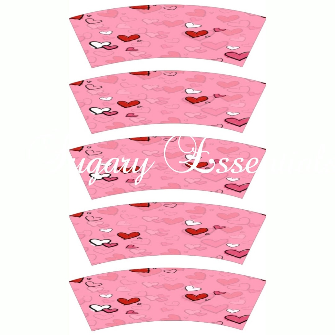 Pink Hearts Mini Cup Wraps (edible Images) - Etsy