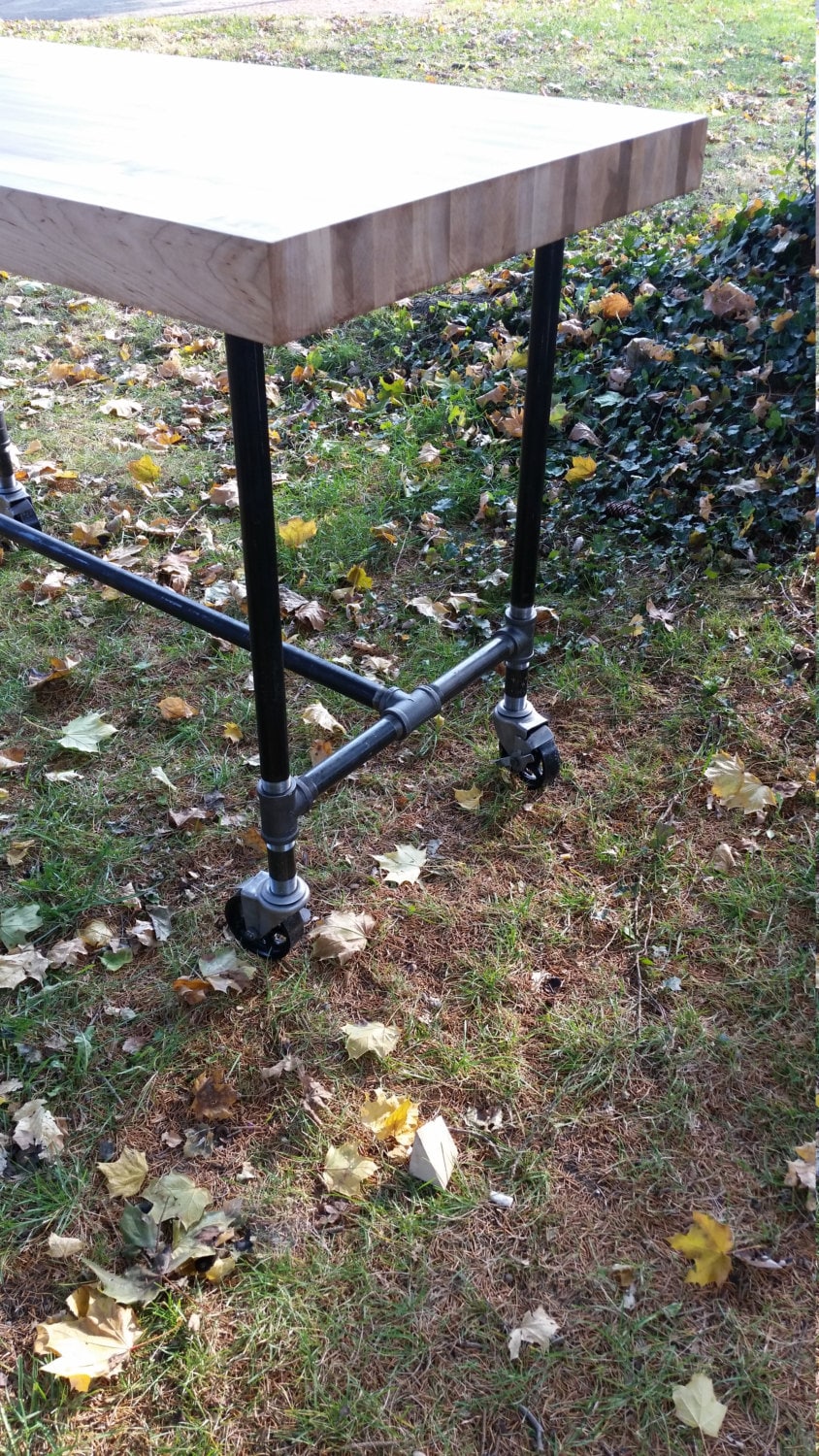 Industrial Butcher Block Island on Pipe Legs - Etsy Canada