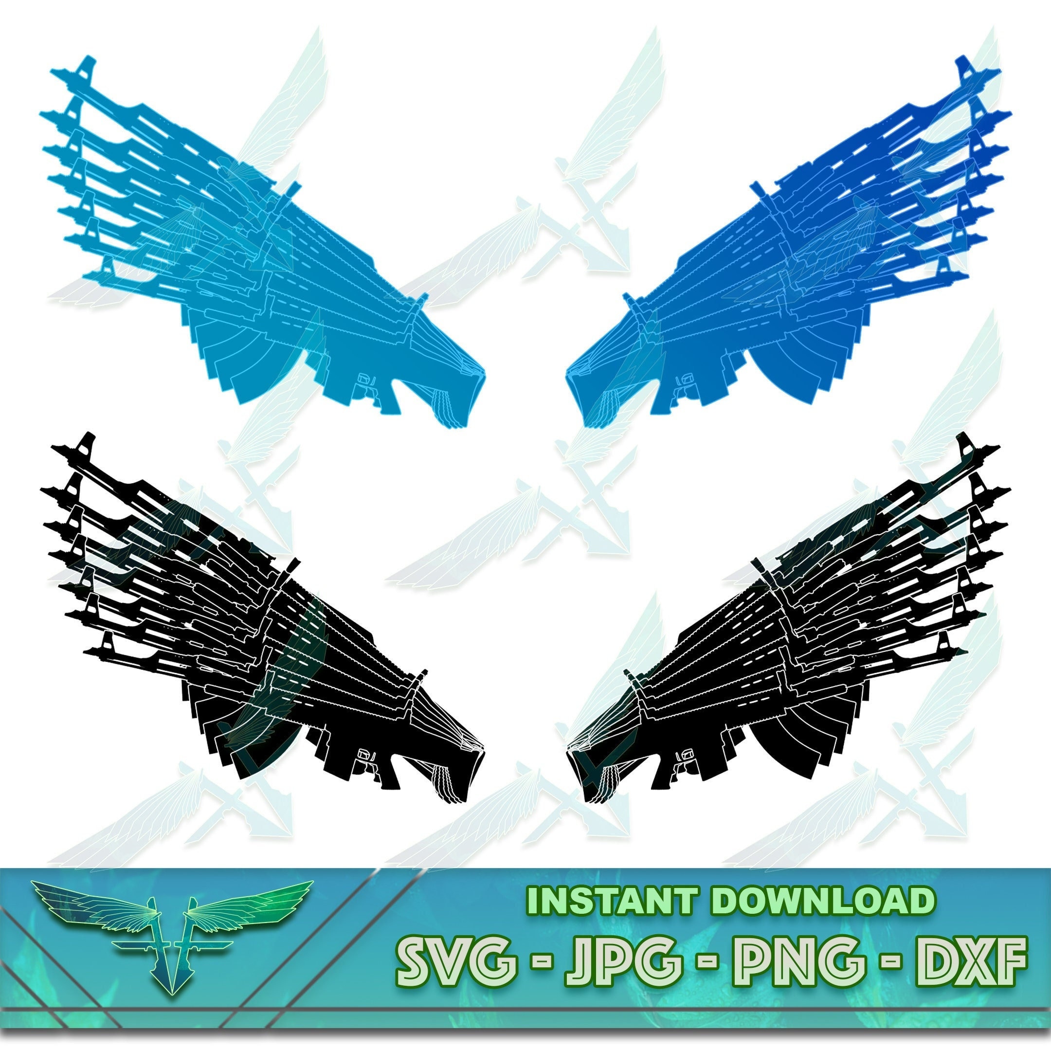 Gun Shirt SVG Angel Wings for Cricut Rifle Design Patriotic | Etsy