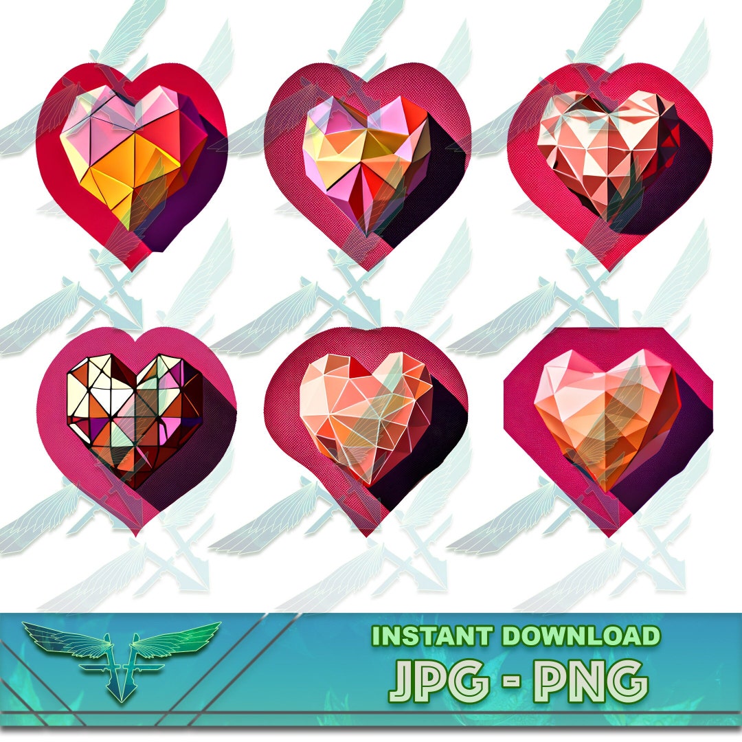 Printable Heart, Geometric Hearts, Valentine Heart Png, Heart Template ...