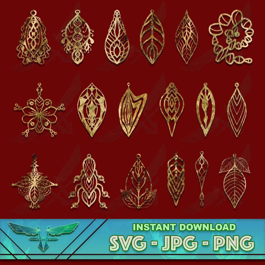 Elegant Wooden Earring Template Bundle, Earring Svg Bundle, Earring Cut ...