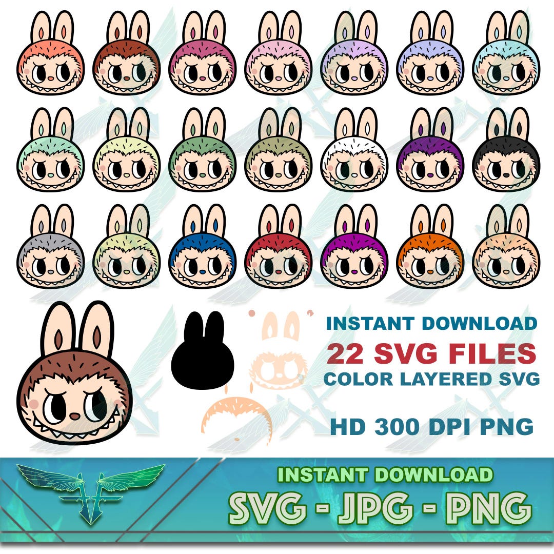 Labubu SVG Bundle, 22 Svg Cute Labubu Clipart, PNG, Cartoon Character ...