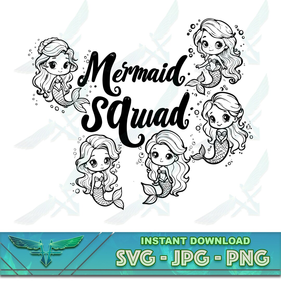 Mermaid Squad SVG, Team Mermaid Svg, Mermaid Squad Tshirt Design ...