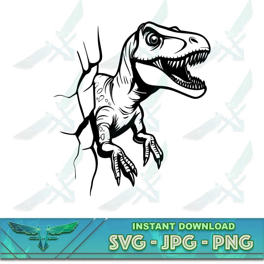 T-rex Scratch Svg, T-rex Cracked Wall Svg, Dinosaur Svg, Ripped Wall ...