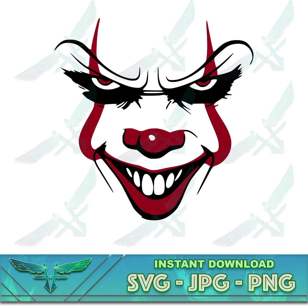 Pennywise Face Svg, Pennywise Costume Svg, Halloween Clown Svg, Scary ...