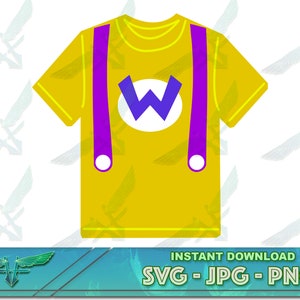 Wario SVG Costume, Birthday Svg, Plumber Costume, Suspenders Svg ...