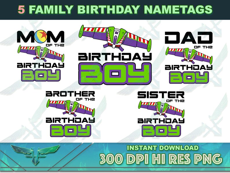 Buzz Lightyear Nametag Png, Family Birthday Nametag Bundle, Birthday ...